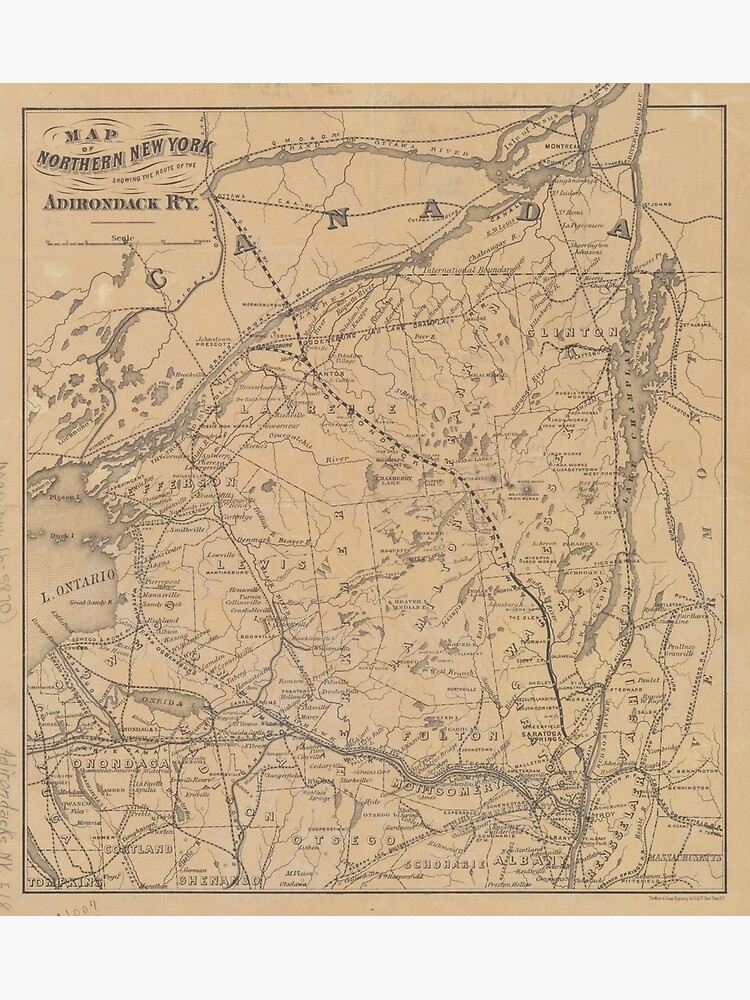 "Vintage Adirondack Mountains Railroad Map (1895) V.2" Photographic ...