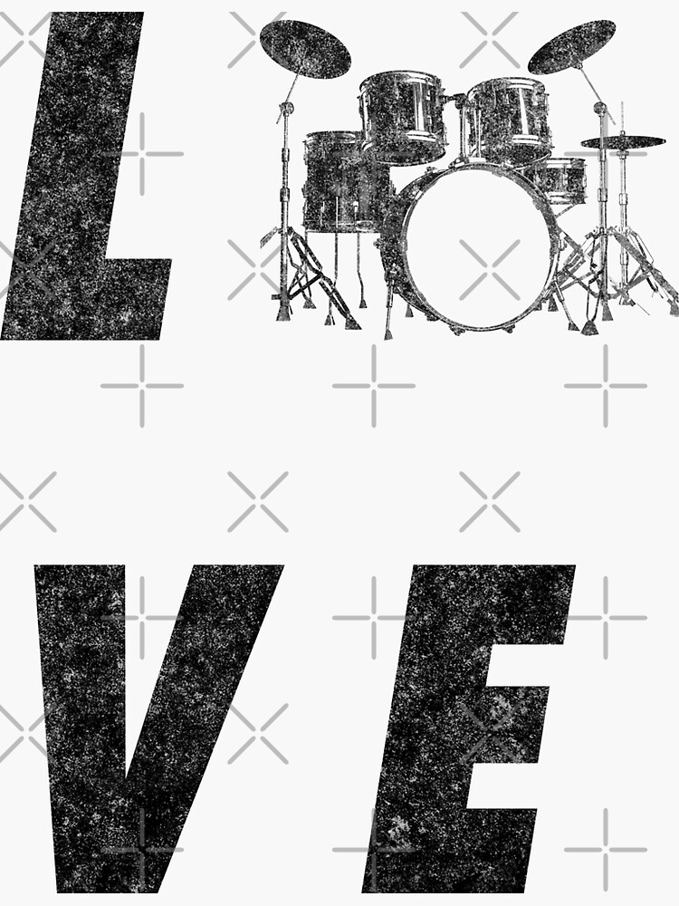 "Love Drummer Funny Drum Set" Sticker for Sale by artworkbyrihen ...