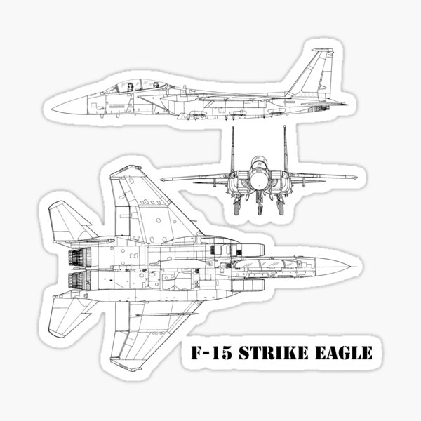 "F-15 Strike Eagle - Fighter Aircraft technical blueprint drawing ...