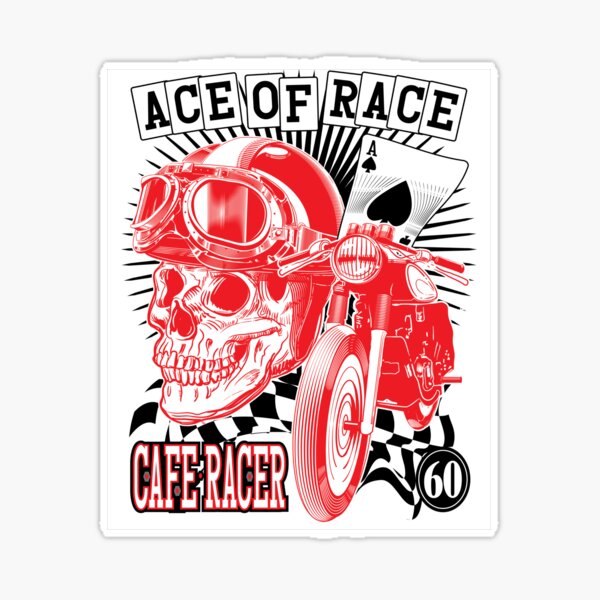 "Ace of Race Cafe Racer Motorcycle with Skull Helmet and Goggles ...