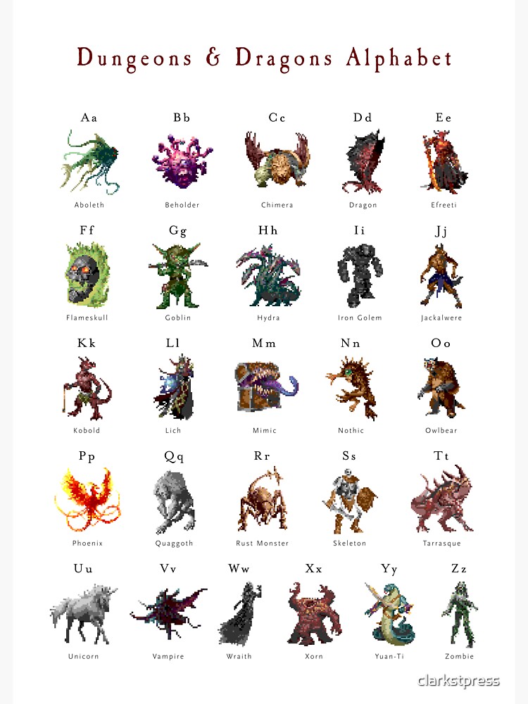 "Monster Alphabet " Sticker for Sale by clarkstpress | Redbubble