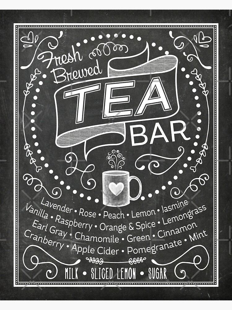 "Fresh Brewed Tea Bar Chalkboard Wall Art" Sticker for Sale by ...