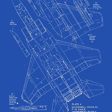 "F-15 Strike Eagle - Fighter Aircraft technical blueprint drawing ...
