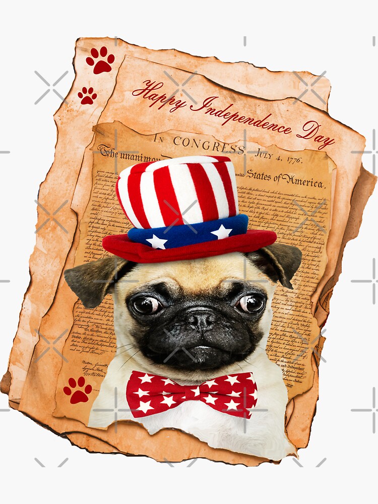 "Independence Day July 4th, Declaration of Independence, Patriotic Pug ...