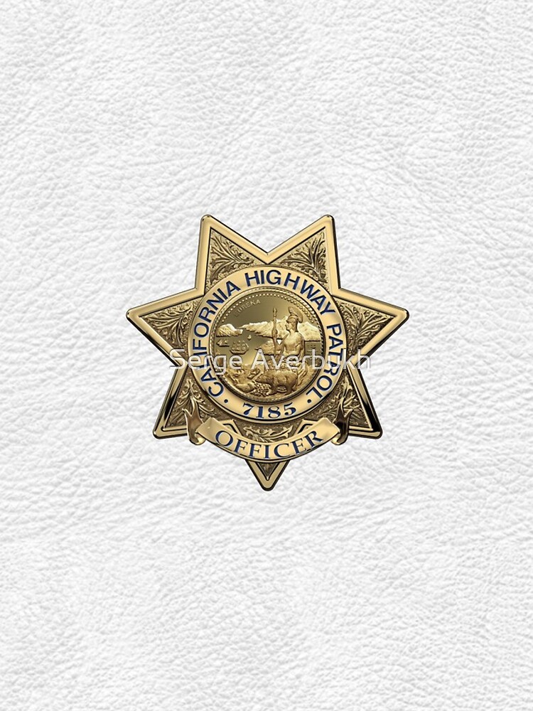 "California Highway Patrol - CHP Officer Badge 7185 over White Leather ...