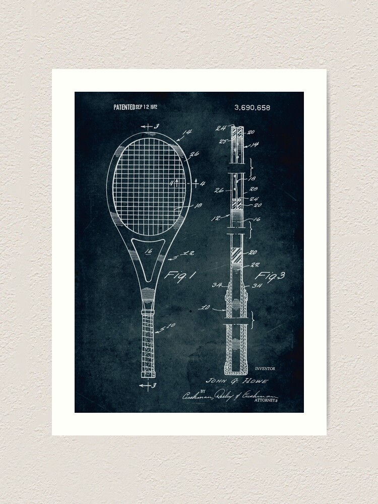 "1972 - Tennis - Inventor Jogn G" Art Print for Sale by xaviervieiraart ...