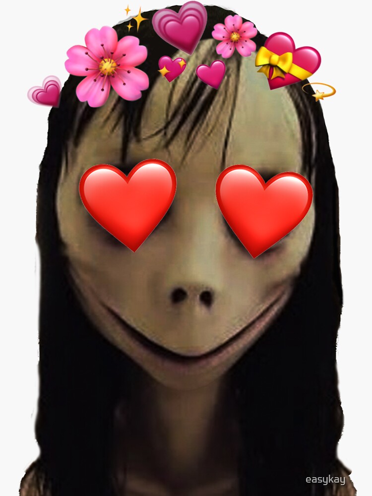 "Momo Youtube Challenge Cute Heart Eyes Emoji" Sticker for Sale by ...