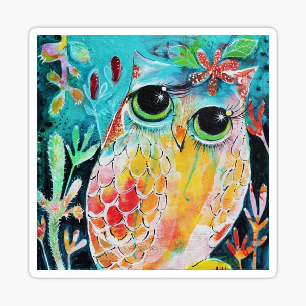 "Owlette original art" Sticker for Sale by dakrisinclair | Redbubble