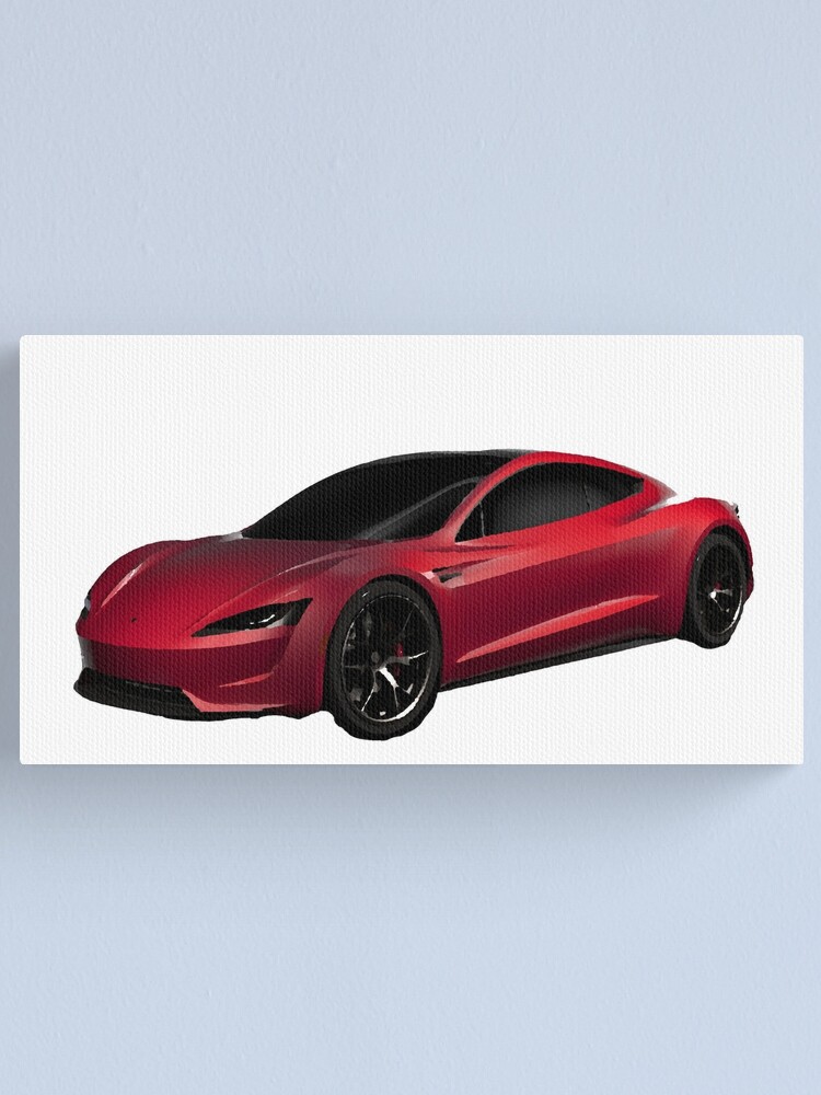 "Tesla Roadster Oil Painting" Canvas Print by LazarIndustries | Redbubble