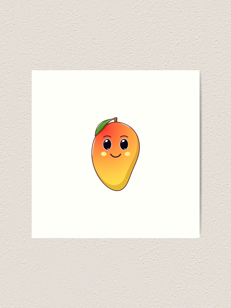 "Cute Kawaii Mango, Cartoon Tropical Fruit" Art Print for Sale by ...