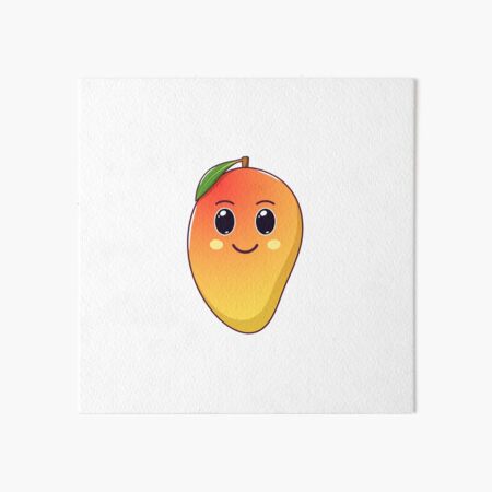 "Cute Kawaii Mango, Cartoon Tropical Fruit" Art Board Print by ...