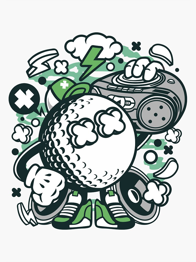 " Golf ball Cartoon Character - pumping the sounds - Golf ball head ...