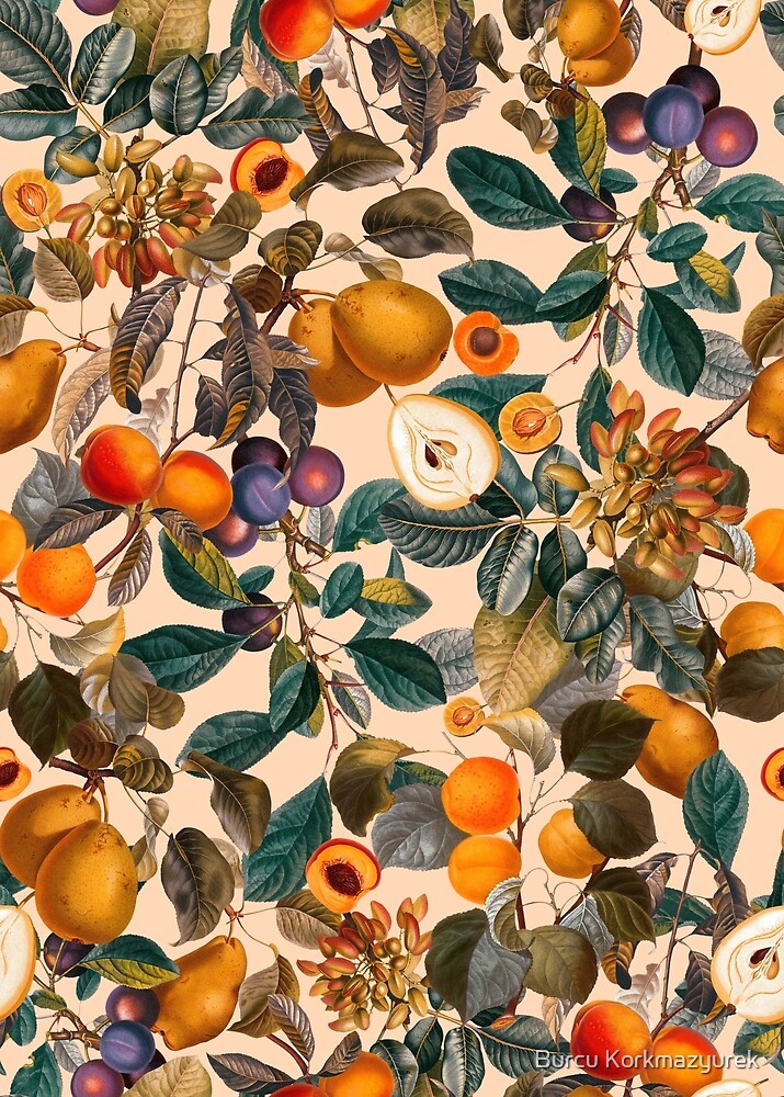 "Vintage Fruit Pattern IX" by Burcu Korkmazyurek | Redbubble