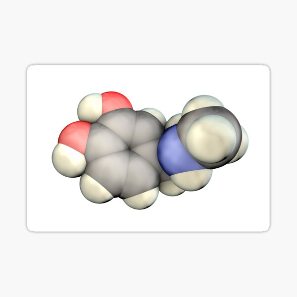 "Epinephrine molecule, a hormone produced by adrenal gland" Sticker by ...