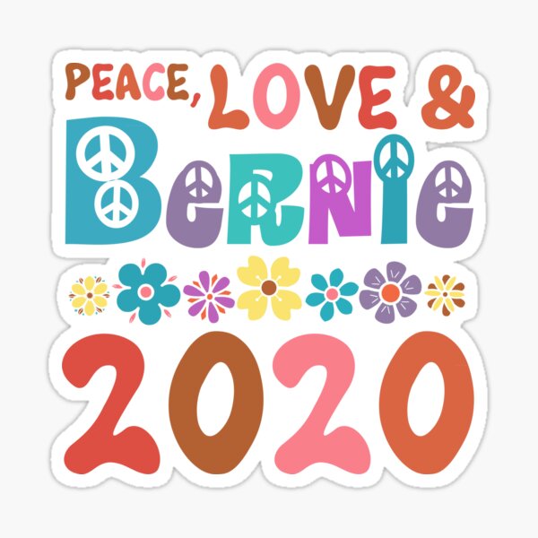 "Peace Love & Bernie 2020" Sticker for Sale by thepixelgarden | Redbubble