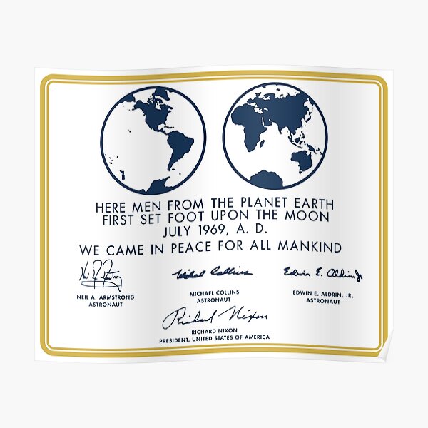 "Apollo 11 Lunar Plaque" Poster by MikeZuniga | Redbubble