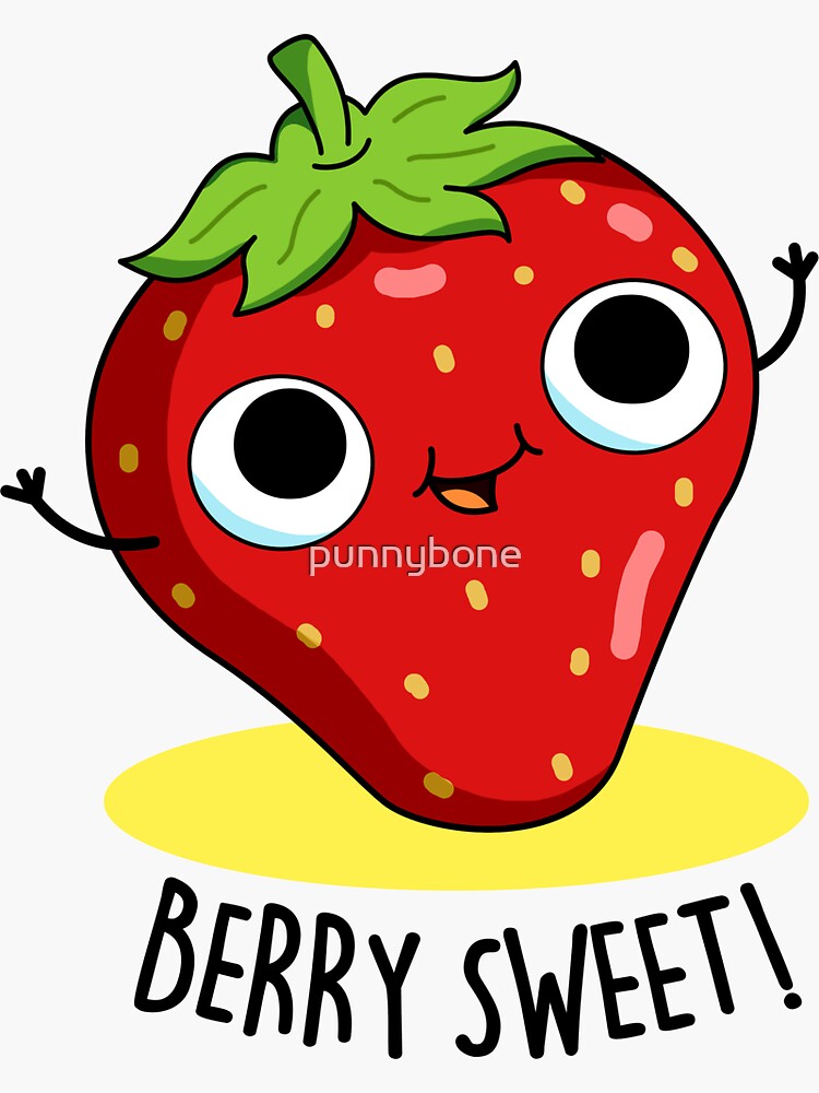 "Berry Sweet Fruit Food Pun" Sticker by punnybone | Redbubble