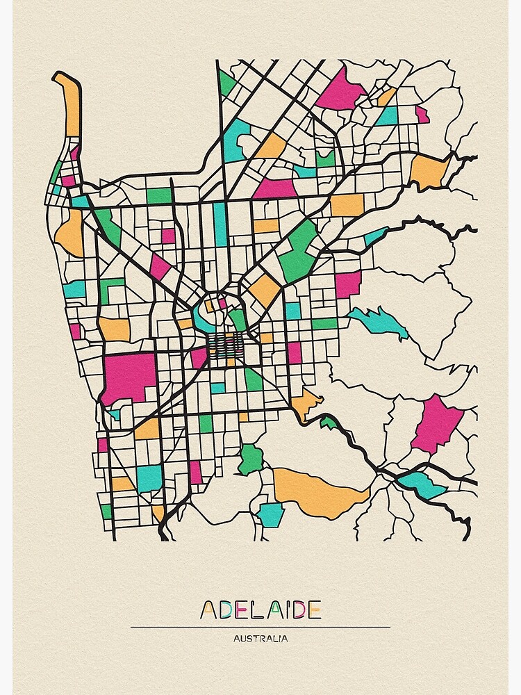 "Adelaide, Australia Street Map" Art Print for Sale by geekmywall ...