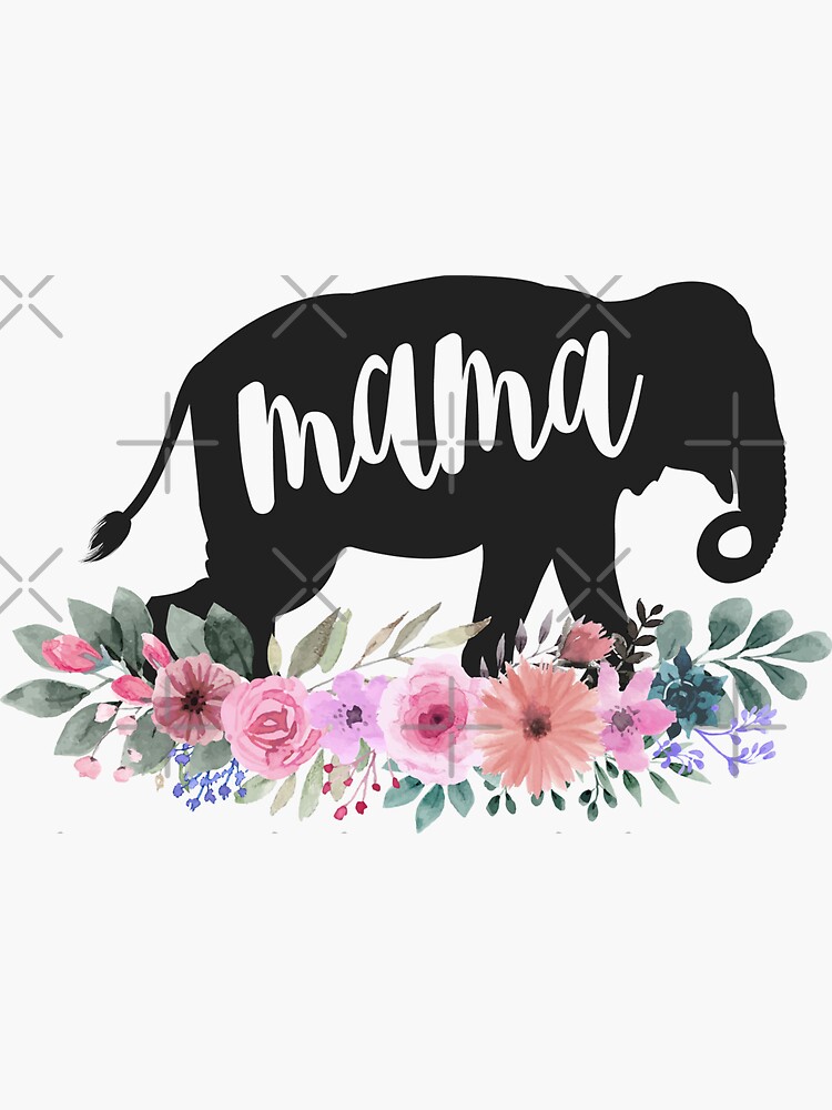 "Mama Elephant Floral Watercolor Flowers " Sticker by KNEI | Redbubble