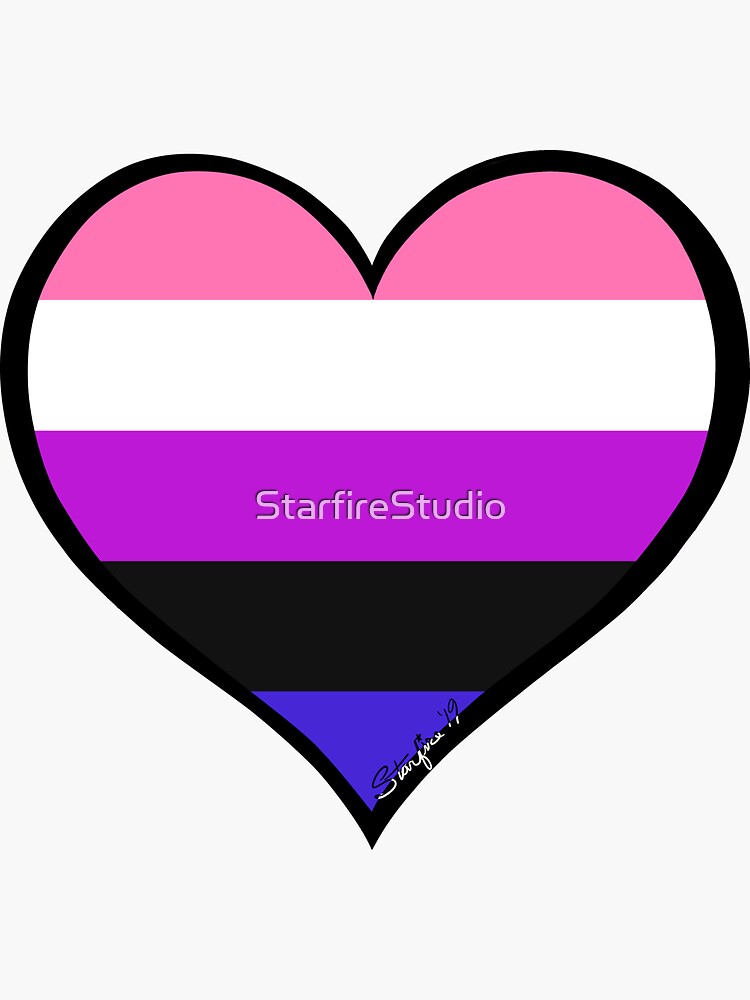"Genderfluid Pride Heart" Sticker by StarfireStudio | Redbubble