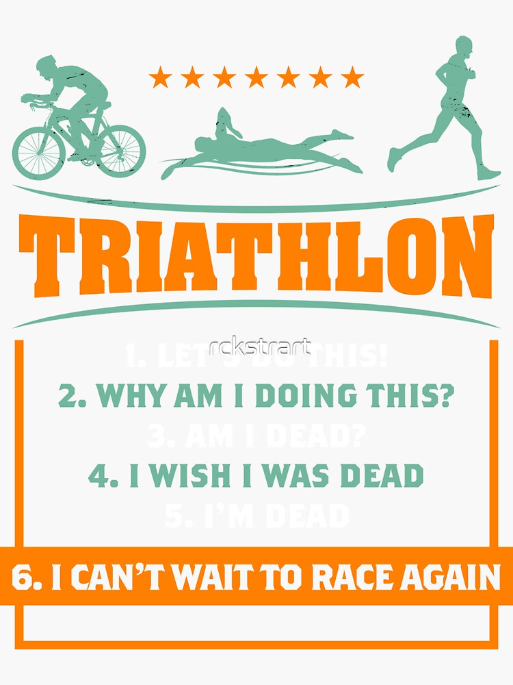 "Triathlon, Funny Triathlon Shirts" Sticker by rckstrart | Redbubble