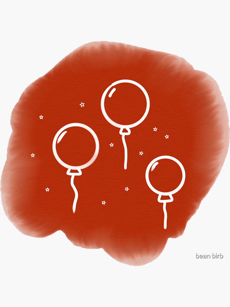 "Red watercolor balloon aesthetic" Sticker by smolbeanbirb | Redbubble