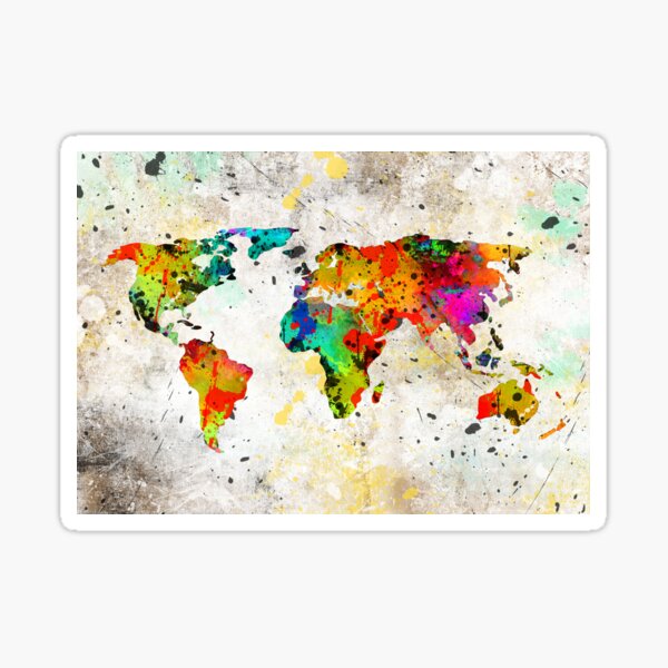 "World map, watercolor world map" Sticker by Rosaliartbook | Redbubble