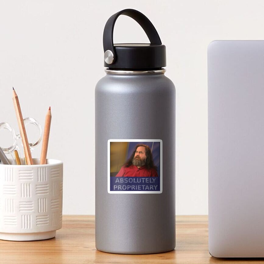 "Richard Stallman Absolutely proprietary" Sticker for Sale by mistyhyde ...
