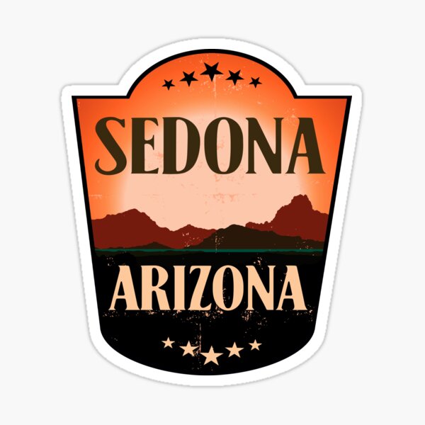 "Sedona Arizona Mountains Desert Sun Vintage Distressed" Sticker for ...