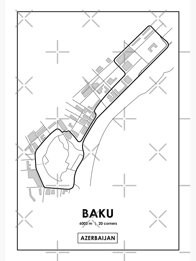 "Baku - Azerbaijan Track Map" Postcard for Sale by Andrea Anastasio ...