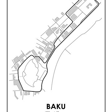 "Baku - Azerbaijan Track Map" Postcard for Sale by Andrea Anastasio ...