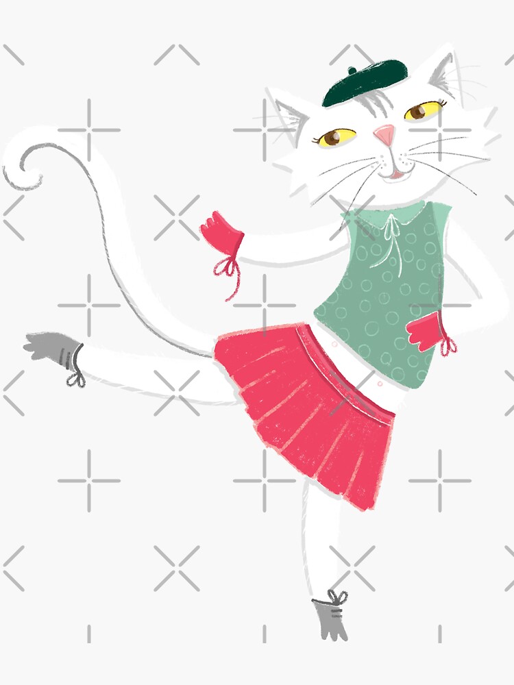"Dancing cat girl" Sticker for Sale by jasmineberry | Redbubble