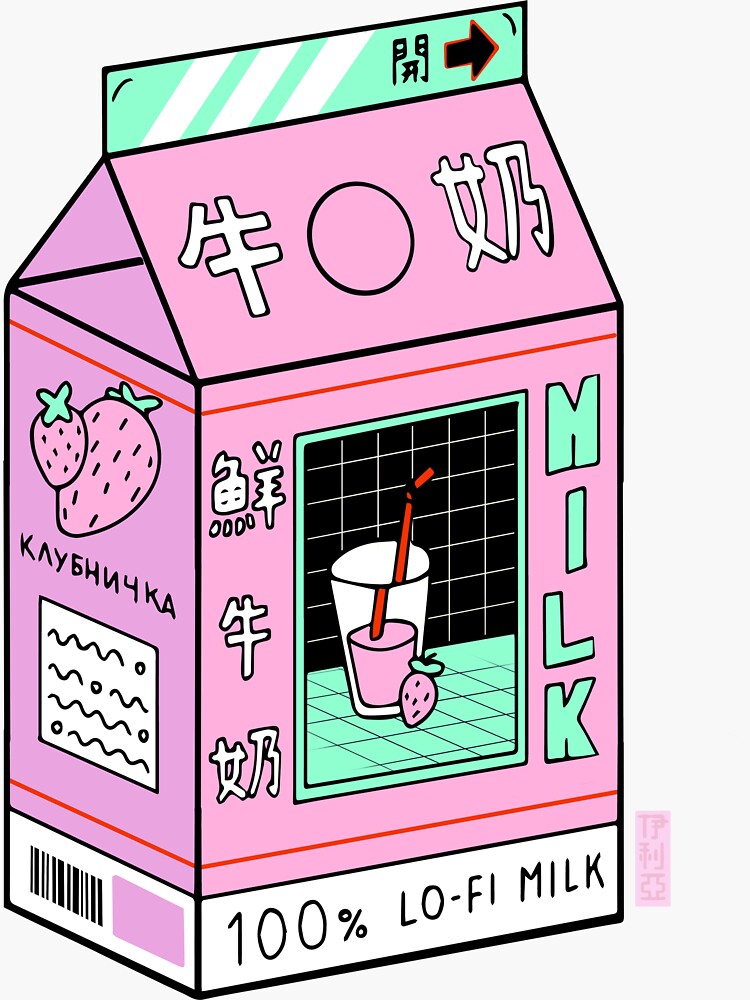 "Lo-fi Aesthetic Milk Beverage " Sticker for Sale by thecretro | Redbubble