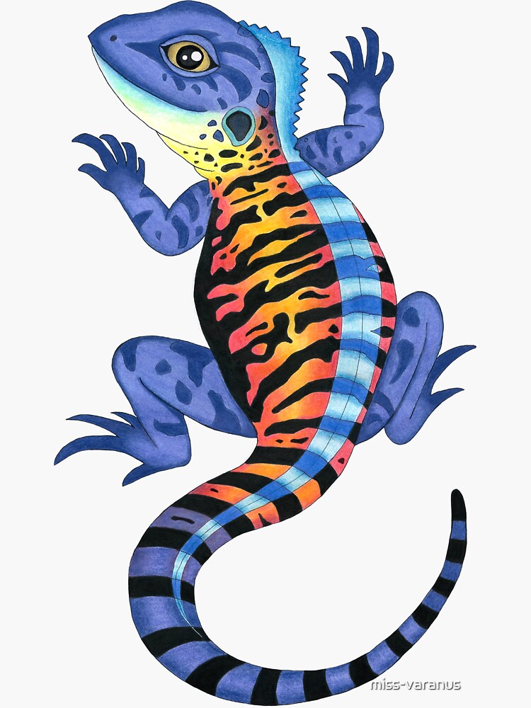 "Red-barred Dragon " Sticker for Sale by miss-varanus | Redbubble