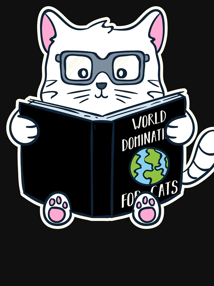 " Cat World Domination Kitty Kitten Book Reading" Essential T-Shirt for ...