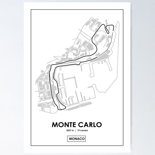 "Monte Carlo - Monaco Track Map" Poster for Sale by andreanastasio ...