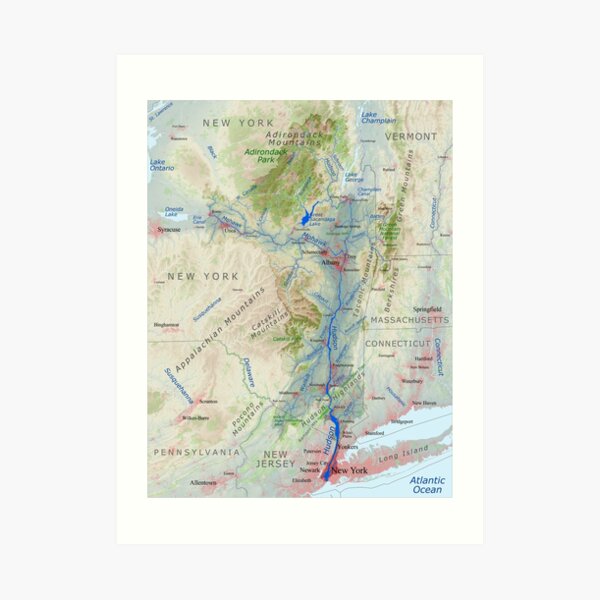 "Hudson River Watershed Map - Labeled" Art Print for Sale by kmusser ...