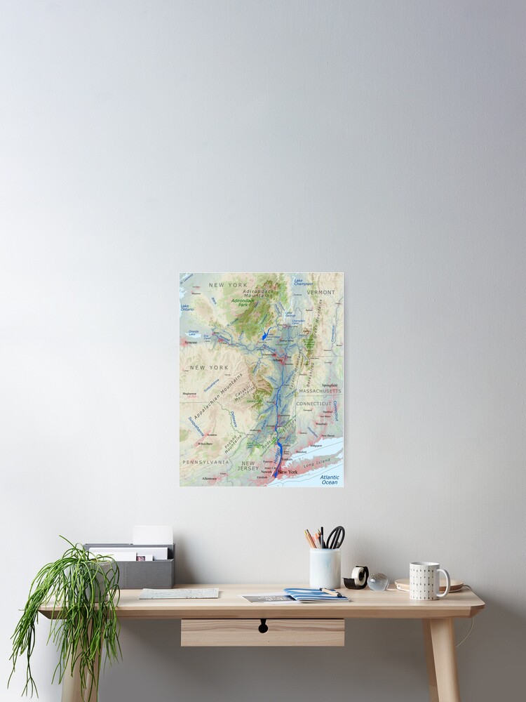 "Hudson River Watershed Map - Labeled" Poster for Sale by kmusser ...