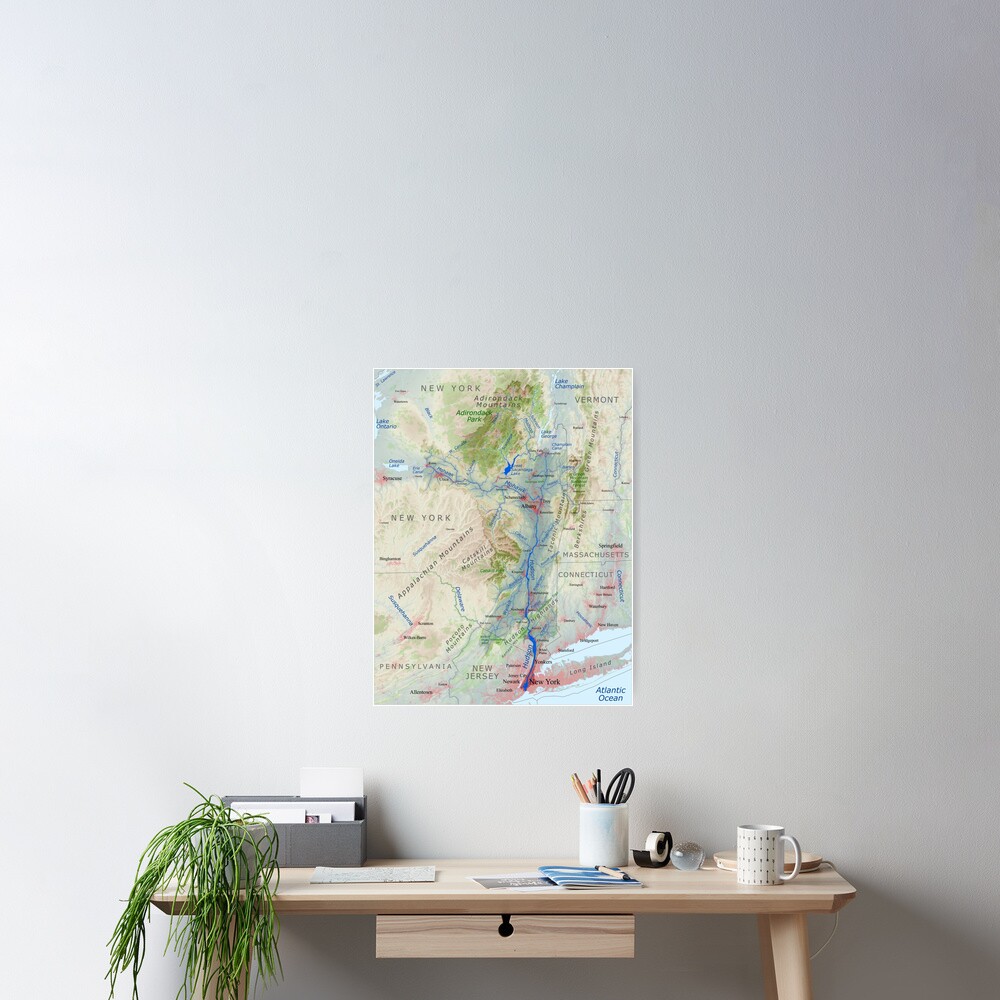"Hudson River Watershed Map - Labeled" Poster for Sale by kmusser ...