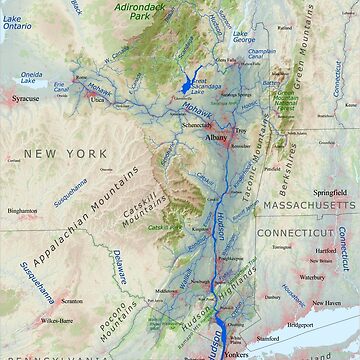 "Hudson River Watershed Map - Labeled" Poster for Sale by kmusser ...