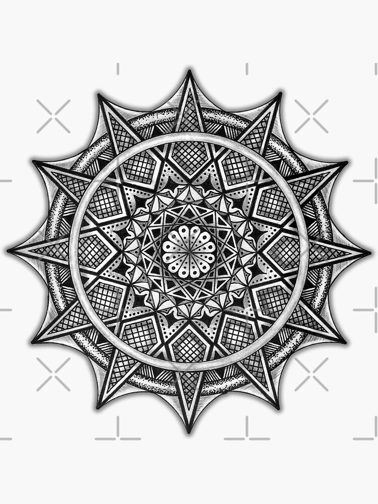"Geometric abstract mandala Art hand drawn by Edward Black Rose ...