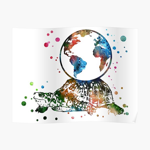 "Turtle with earth on its back, turtle" Poster by Rosaliartbook | Redbubble