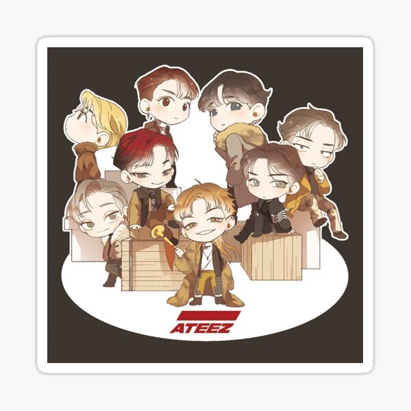 "Ateez Chibi" Sticker by paulareedus | Redbubble