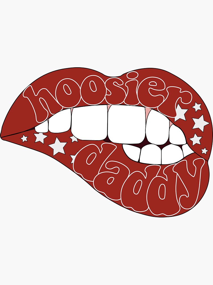 "Hoosier Daddy Lip Bite" Sticker by lysbg | Redbubble