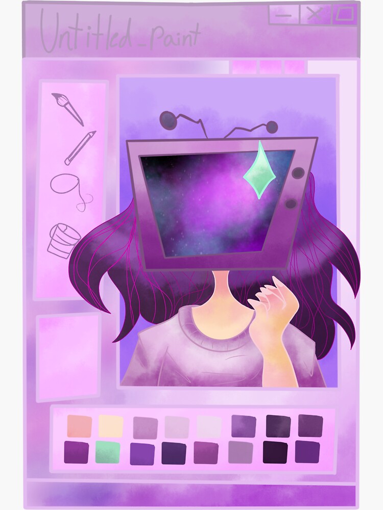 "Aesthetic computer head paint " Sticker by Barkhoodies | Redbubble