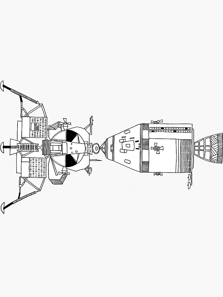 Apollo 11 Lunar Lander And Command Module Sticker For Sale By