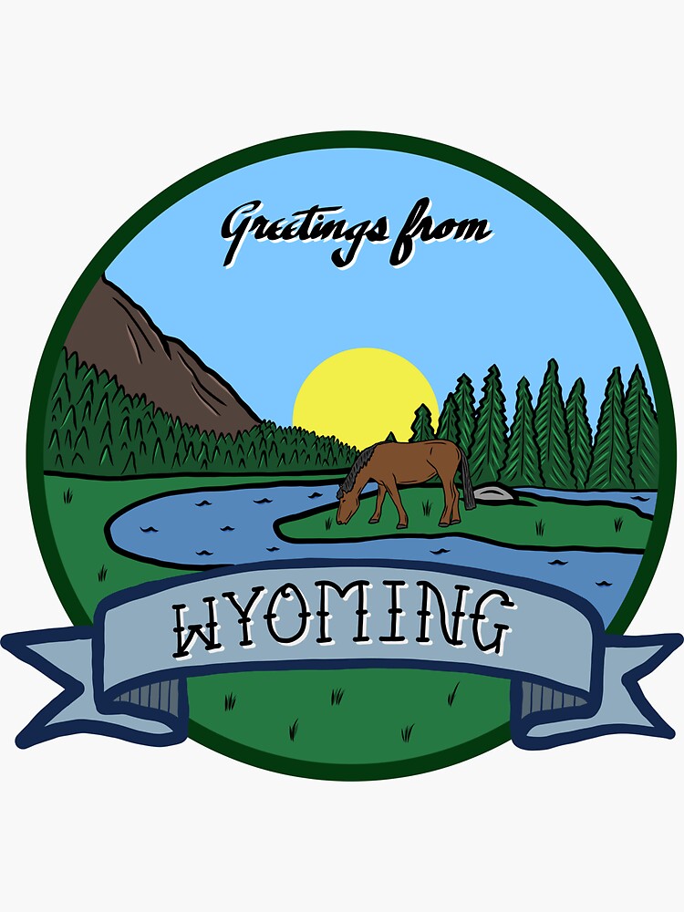 "Wyoming Badge" Sticker by HawkstoneDesign | Redbubble