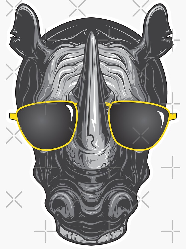 "Cool Rhino Rhinoceros with Shades" Sticker by jodirm | Redbubble