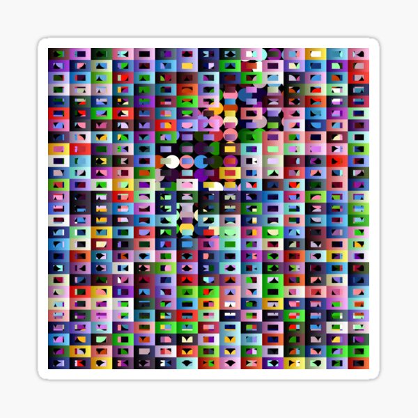 "Retro Computer Art Colorful Square Boxes Grid" Sticker for Sale by ...