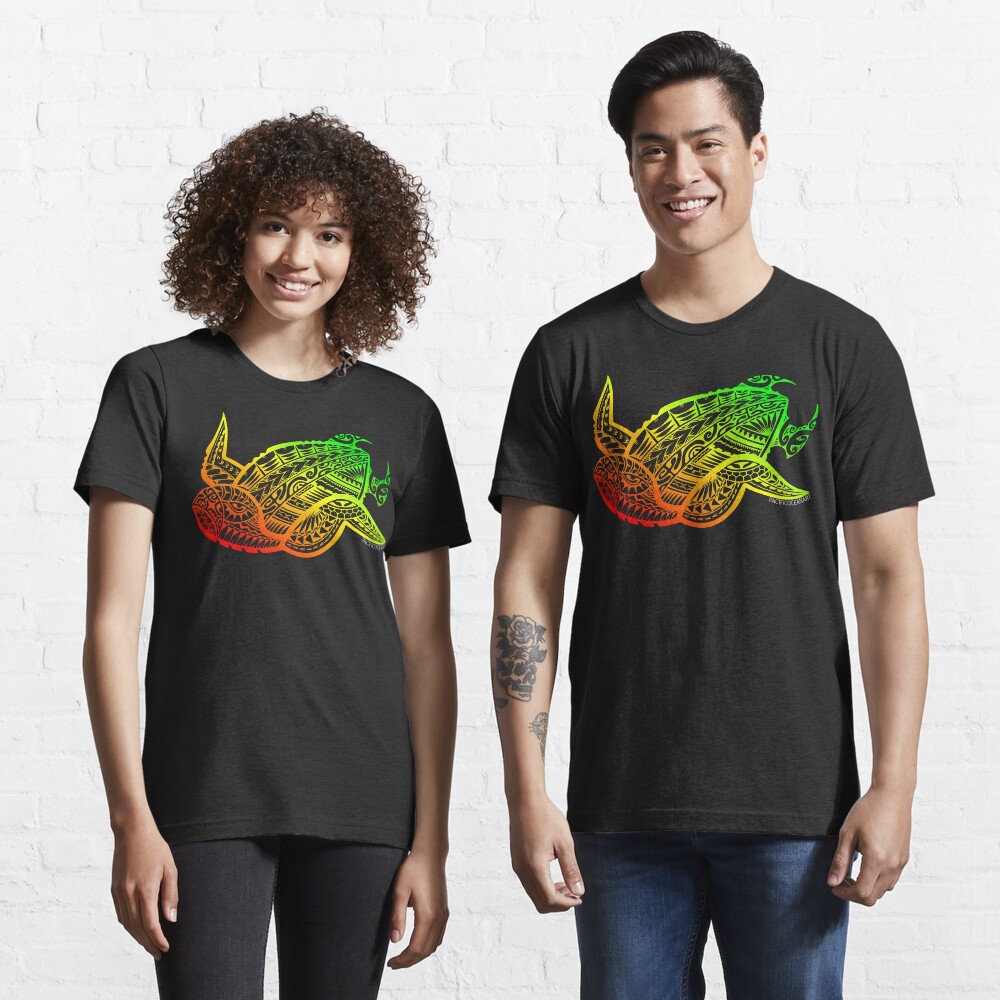 "RASTA GREEN TURTLE" T-shirt for Sale by pacificoceanart | Redbubble ...